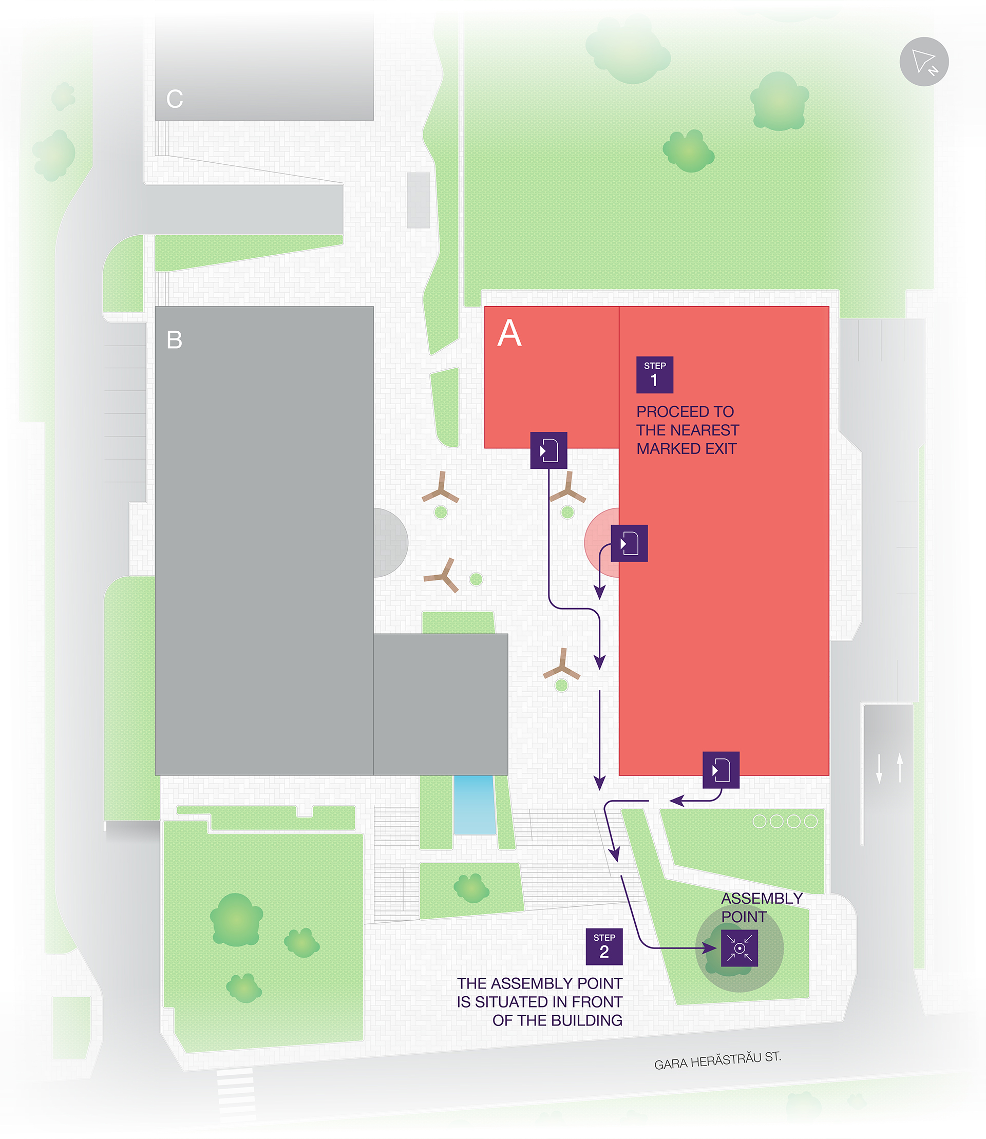 Assembly point – GREEN COURT